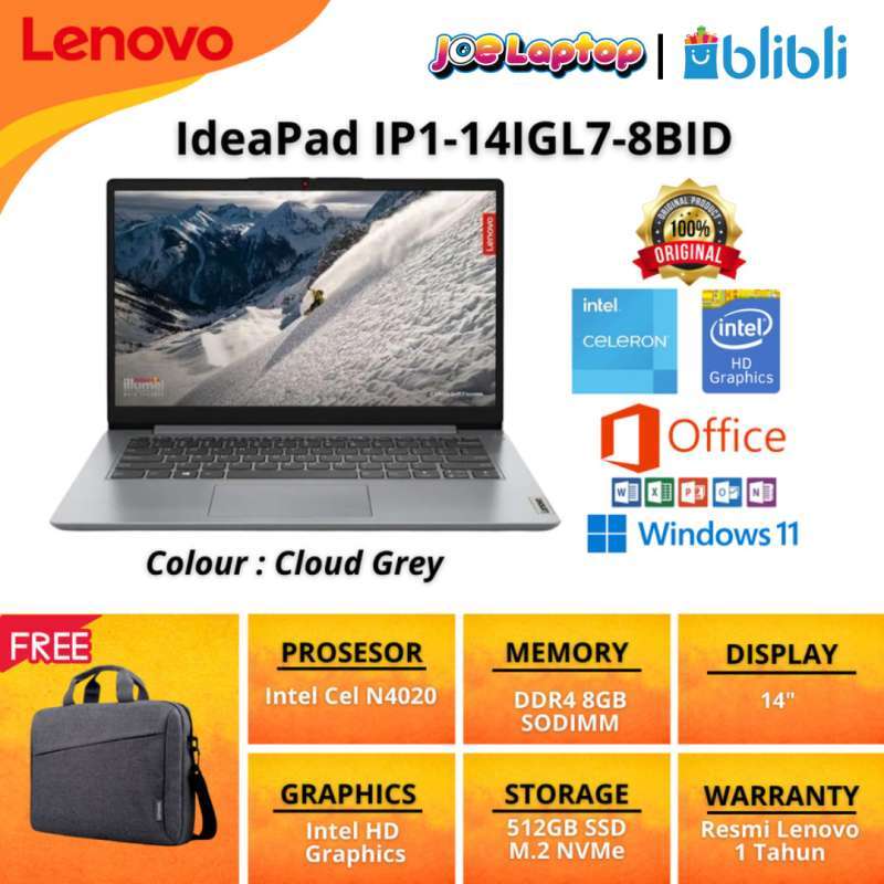 Jual Lenovo Ideapad Slim 1 Ip1-14igl7-8bid Cloud Grey Dc N4020 Win11 ...
