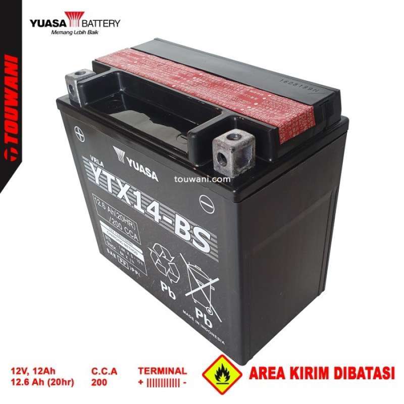Promo Aki Baterai Motor Besar Moge 12 Volt 12 Ah Cca 200 Yuasa Ytx14-bs ...