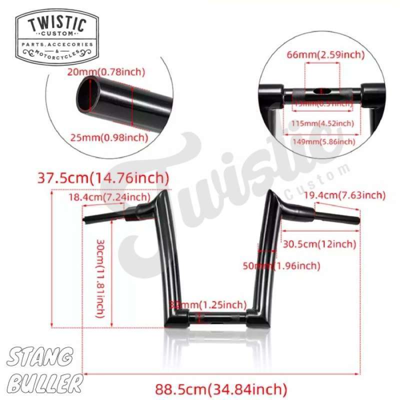 Promo Stang Ape Hanger Buller Motor Harley Dyna Softail Fat Boy Bob ...