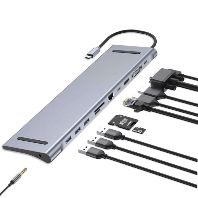 Promo 100% Produk Ori Usb Type C Station 11 In 1 Usb Hub, Card Reader ...