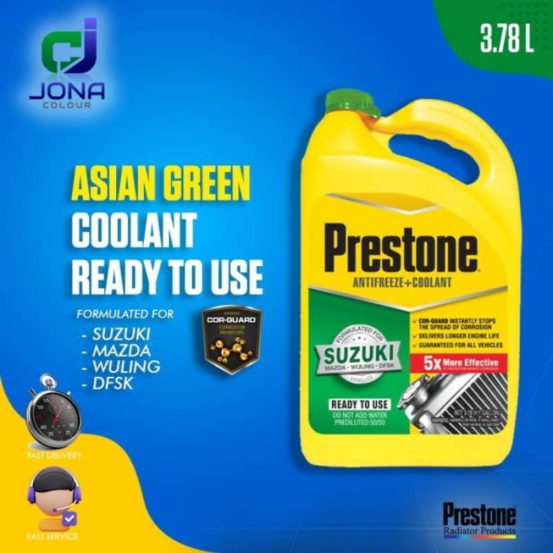 Promo Prestone Asian Green Coolant 50/50 Cor-guard Ready To Use Air ...