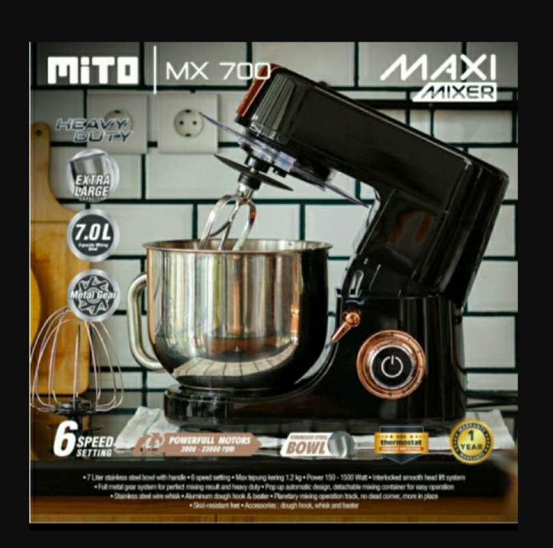 Jual Mito Stand Mixer Mx700 Pengaduk Adonan Kue 7l Mixer Berdiri Mx 700 ...