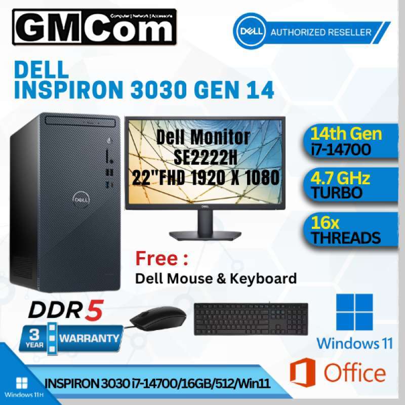 Jual Dell Pc Inspiron 3030 I7-14700 (gen 14) 16gb Ddr5/512gb Ssd, Win11 ...