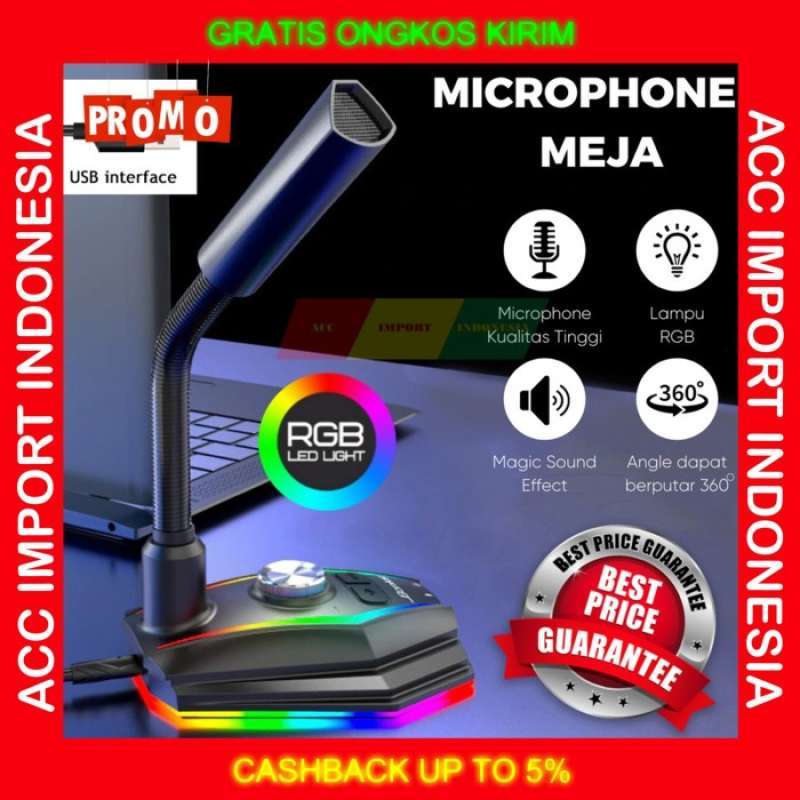 Promo 100% Produk Ori Microphone Stand Gaming Rgb Led Gamers Podcast ...