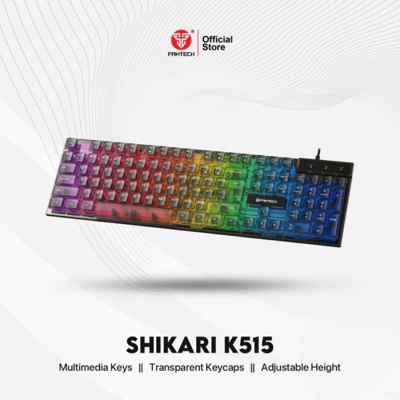 Promo 100% Produk Ori Fantech Shikari K515 Keycaps Transparan Keyboard Gaming rgb membrane ...