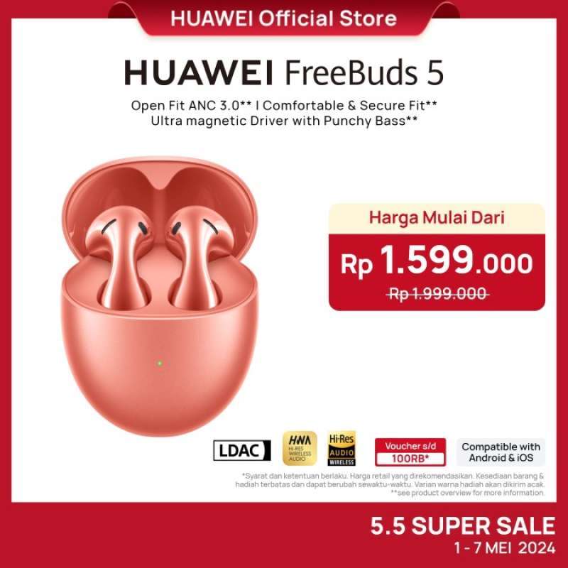 Jual Huawei Freebuds 5 Open Fit Earphone | Seamless Curves For Optimal ...