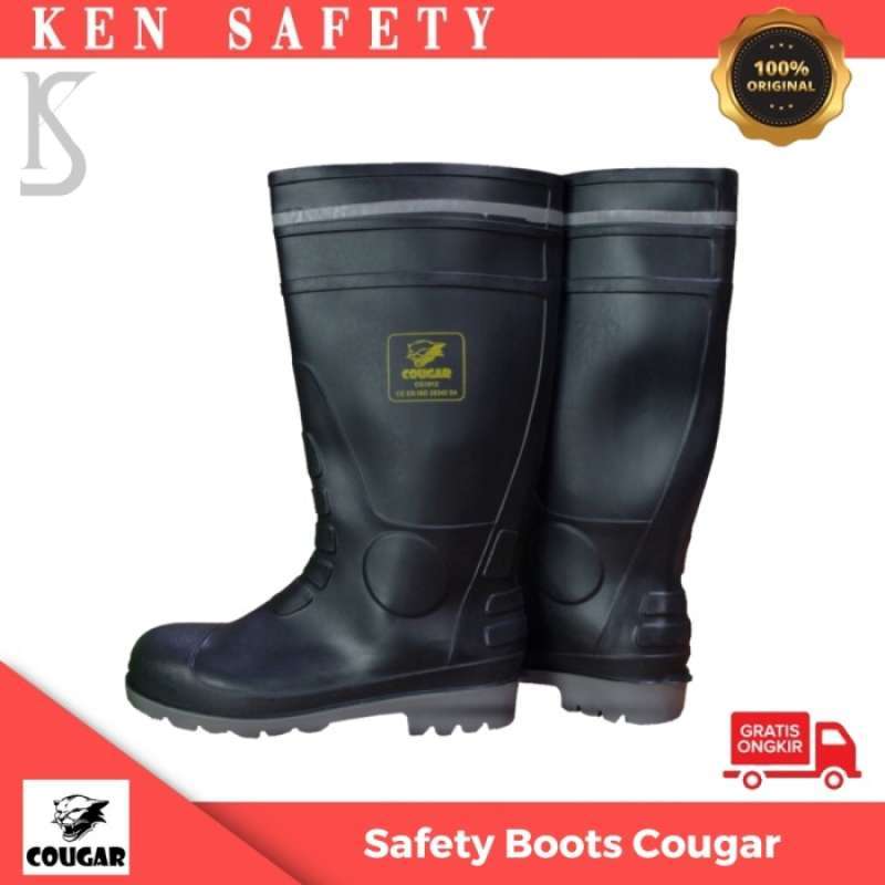 Promo Sepatu Safety Boots Pvc Cougar Gumboot Black 1912 Steel Toe Cap ...