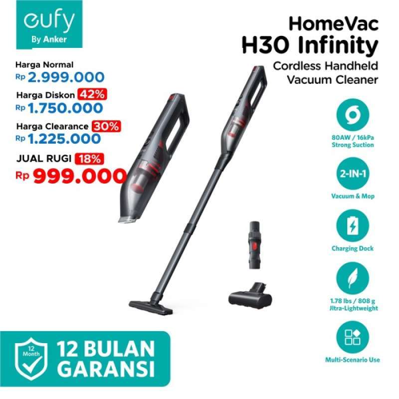 Jual Vacuum Cleaner Eufy Homevac H30 Infinity Vacuum&mop 2 In 1 - T2522 ...
