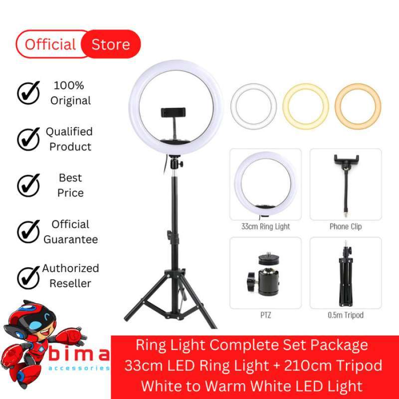 Jual Led Ring Light 33cm Tripod Besi 2.1m Paket Lengkap Cocok Tiktokers ...