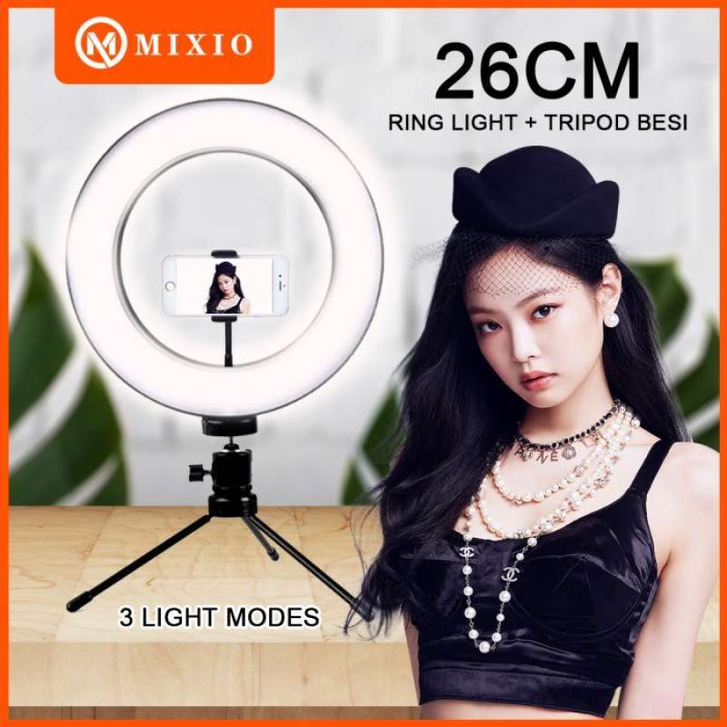 Jual Mixio Ring Light Led 26cm + Tripod Besi Tp002 Make Up Ringlight Paket Di Seller Noelle ...