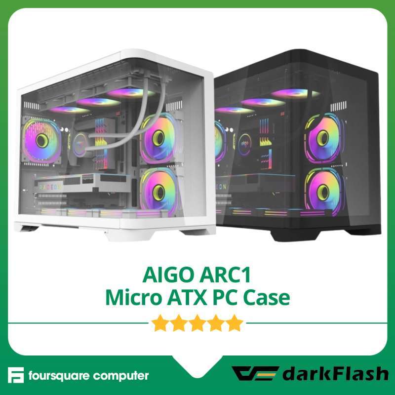 Jual Darkflash Aigo Arc1 Aquarium Fish Tank Black & White | Curve Pc ...