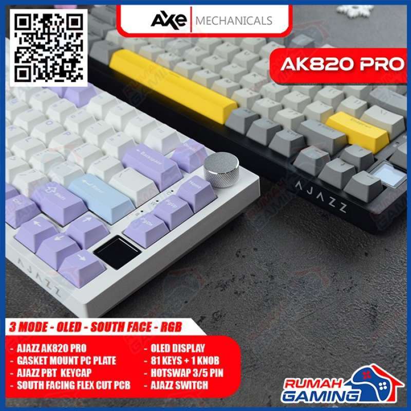 Promo 100% Produk Ori Mechanical Keyboard - Ajazz Ak820 Pro - 75% - Oled - Gasket - South Diskon ...