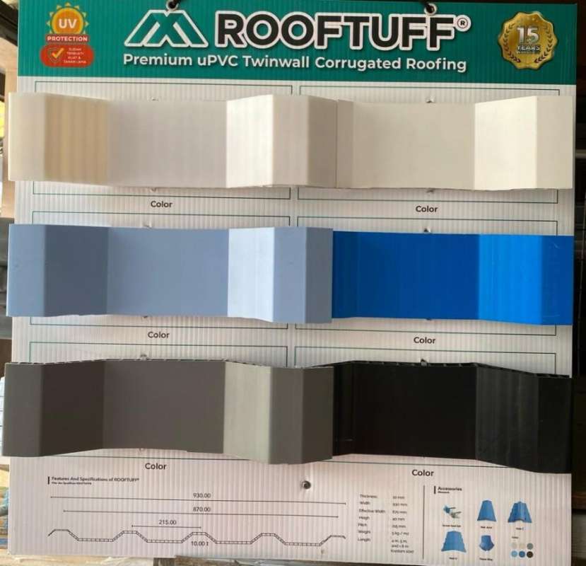 Promo Atap Upvc Rooftuff Setara Alderon 830 Berbagai Warna - Putih ...
