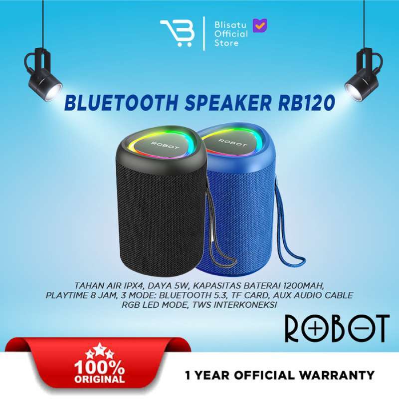 Jual Robot Bluetooth Speaker Rb120 Bluetooth 5.3 Rgb Waterproof Ipx4 ...