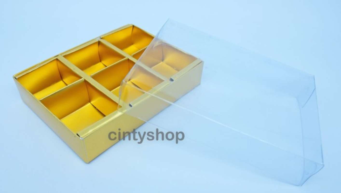 Jual Box Mika Sekat Emas / Box Praline / Box Coklat Sekat 6 (isi 10 Pcs ...