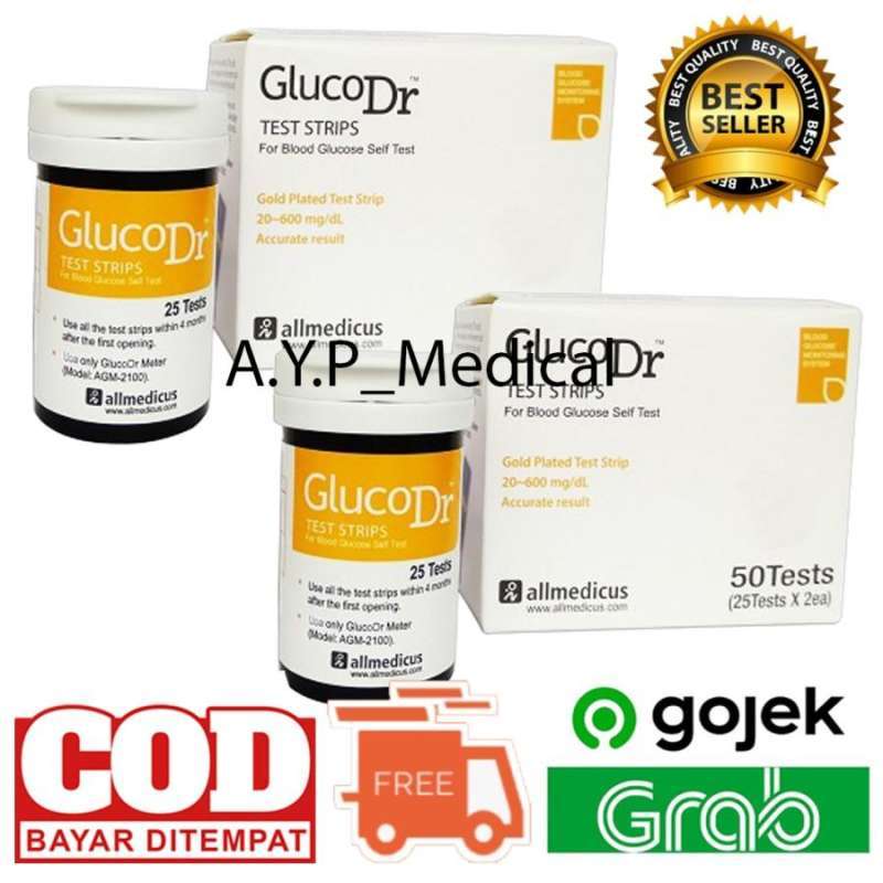 Jual Strip Gluco Dr Bio Sensor Glucose, Gula Darah, Isi 2 Box = 50 ...