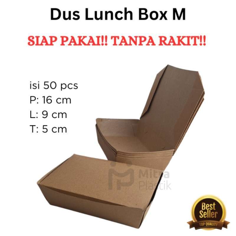 Jual Paper Lunch Box M 50 Pcs Laminasi Dus Makan Coklat Kraft Medium Di Seller Sangninja ...