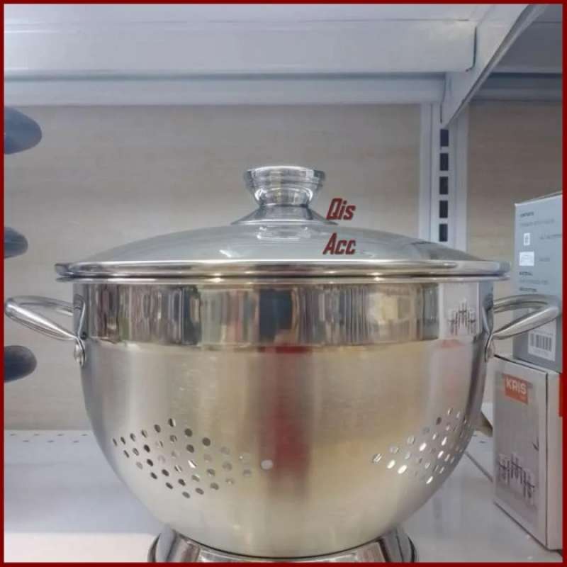Jual Kris Chef Rice Colander Bakul Nasi Stainless Stell Tutup Kaca 26 ...