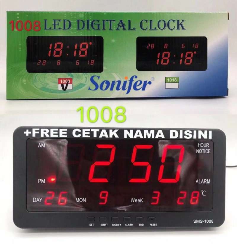 Promo New Sonifer Jam Dinding Digital Jam Meja Led 21 X 10 Cm Free Request Nama Diskon 27% Di ...