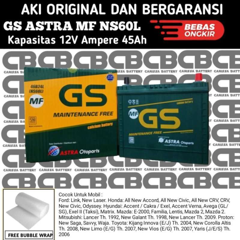 Promo Promo - Aki Gs Astra Mf / Kering Ns60l / 45b24l 12v-45v Diskon 50% Di Seller Toko Ada ...