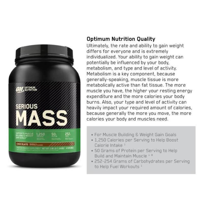 Jual Optimum Nutrition Serious Mass 3 Lb Chocolate Free On Serious Mass ...