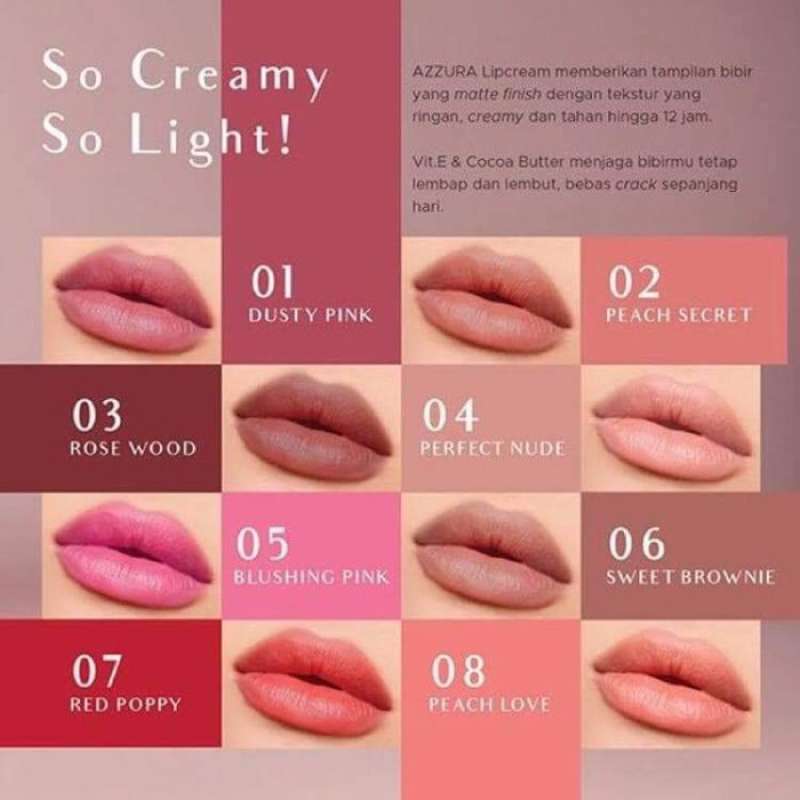 Jual Azzura Matte Lip Cream With Cocoa Butter Vitamin E Di Seller ...