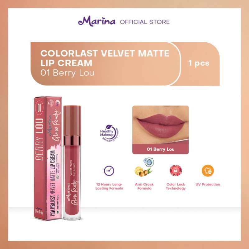 Jual Marina Glow Ready Colorlast Velvet Matte Lip Cream 5ml - 09 Chai ...