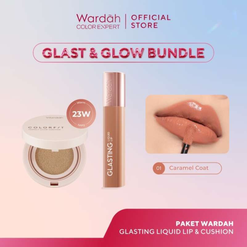 Jual Paket Wardah Glasting Liquid Lip + Colorfit Perfect Glow Cushion ...
