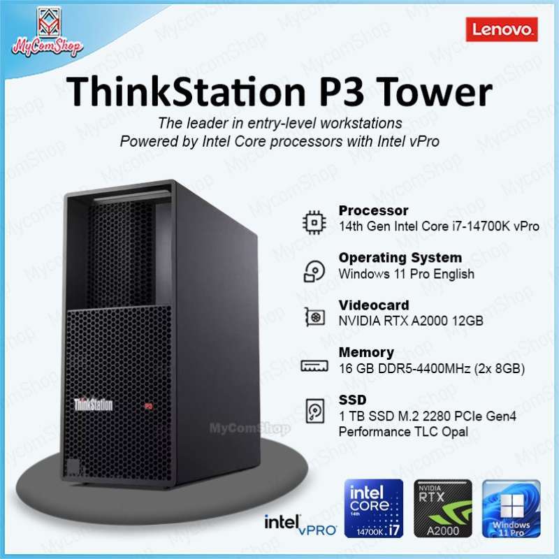 Jual Lenovo Thinkstation P3 Tower Intel Core I7-14700k Vpro 16gb Ram ...