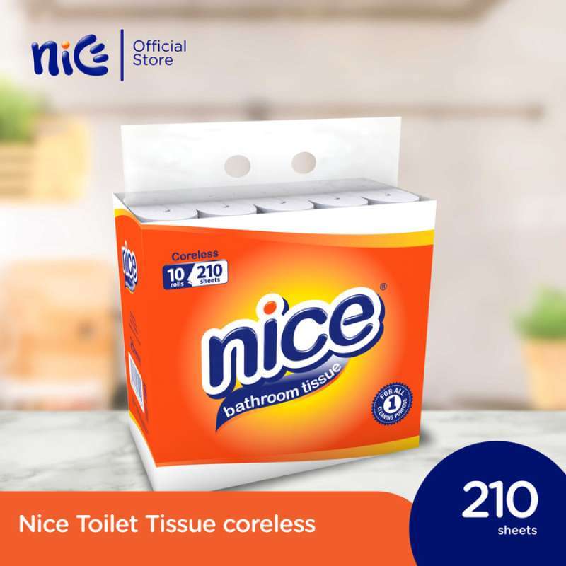 Jual Nice Tissue Toilet Coreless Non Emboss 10 Rolls 210 Sheets Di ...