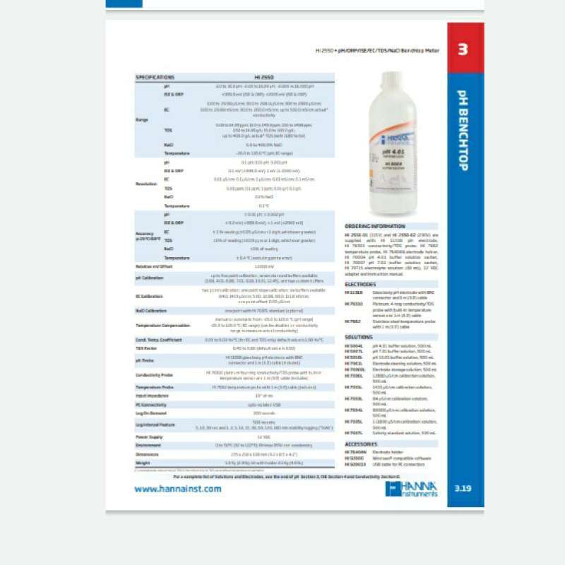 Promo Hanna Instruments Hi-2550 Ph/orp/ise, Ec/tds/nacl Benchtop Meter ...