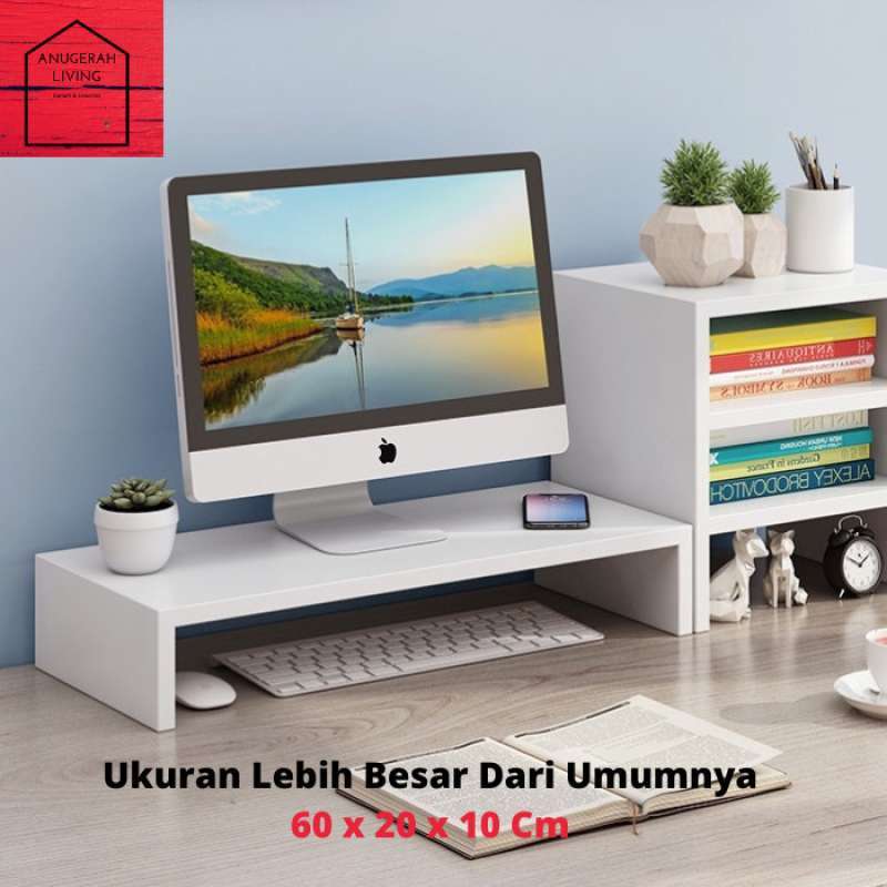 Jual Stand Monitor Rak Laptop Tatakan Imac Riser Kayu Minimalis Putih ...