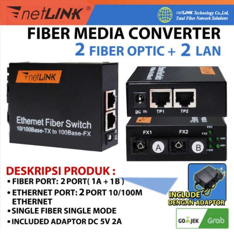 Jual Media Converter Gigabit 2 Fo/4 Fo/6 Fo 2 Lan 10/100/1000m Fiber Optic - 4 Fo 2 Lan Di ...