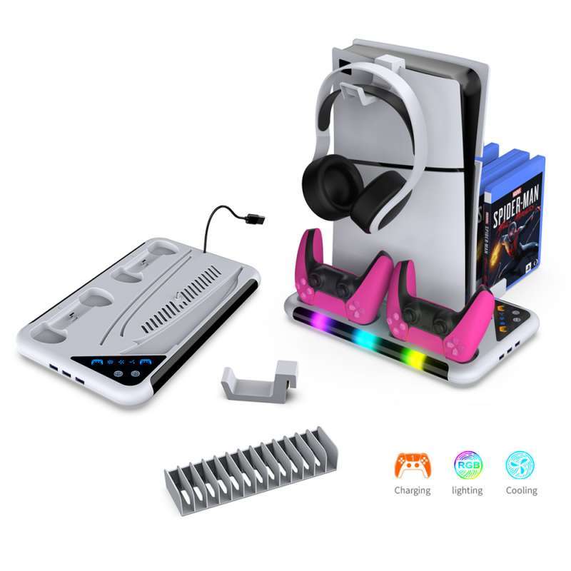 Promo Dobe Multifunctional Cooling Stand Charging Dock Led Ps5 Fat Ps 5 ...