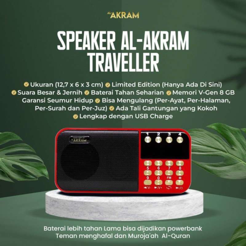 Promo Speaker Quran Al-akram Traveler Konten Premium Dan Bisa Power Bank - Merah Traveller ...