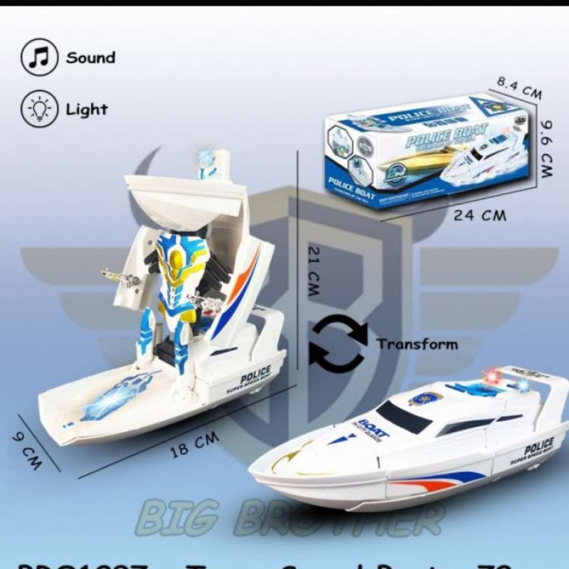 Jual Mainan Police Boat - Kapal Air Jadi Robot - Mainan Perahu Baterai ...
