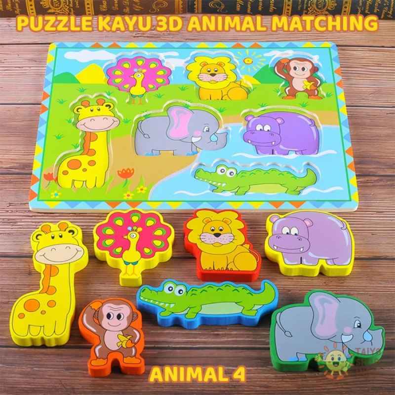 Promo Mainan Anak Puzzle Kayu 3d Animal Matching Edukasi Basic Wooden - Transrt 2 - Animal 4 ...