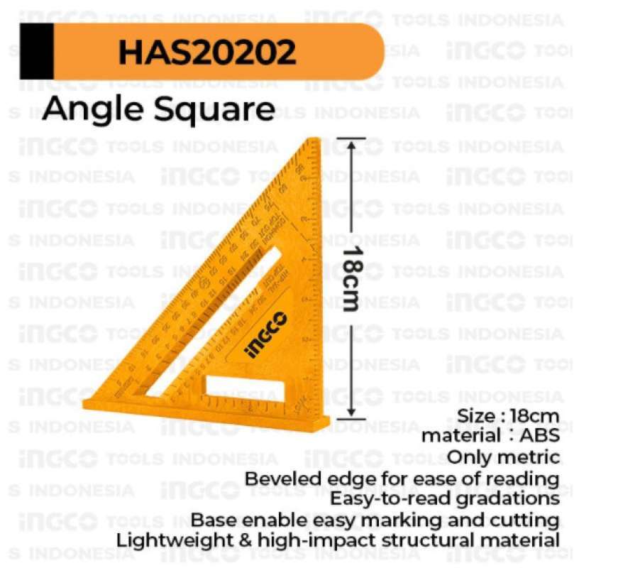 Jual Penggaris Segitiga Siku Tukang Speed Square 18 Cm Ingco Has20202 ...