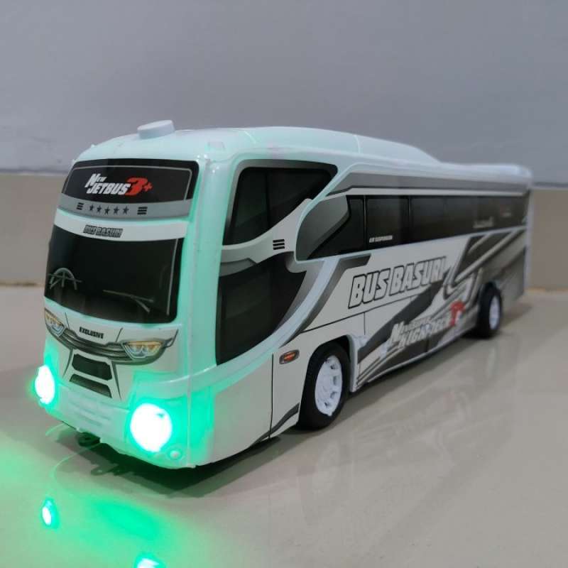 Jual Mainan Bus Basuri Telolet Bis Travel Roda Friction Nyala Suara ...