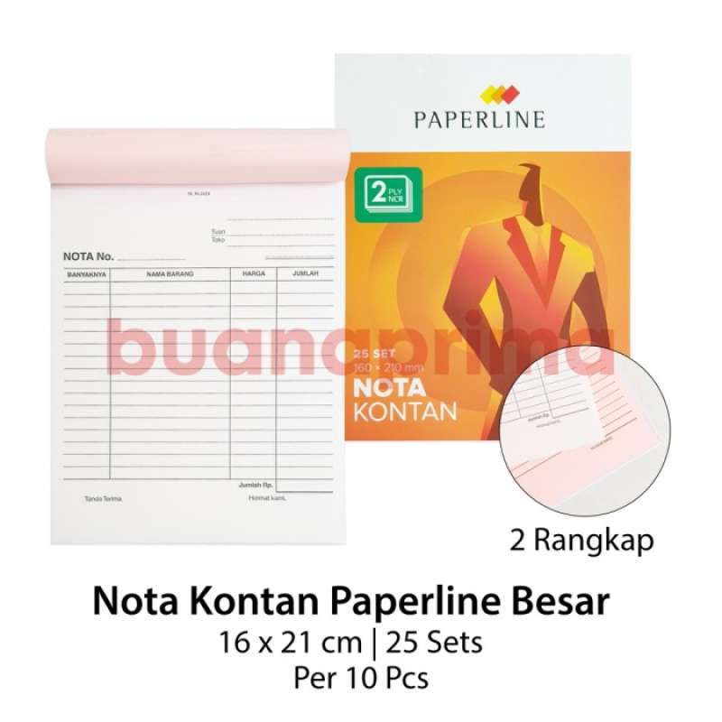 Jual Nota Kontan Rangkap 2 Ply Besar Paperline Isi 10 Pcs Buku Bon ...