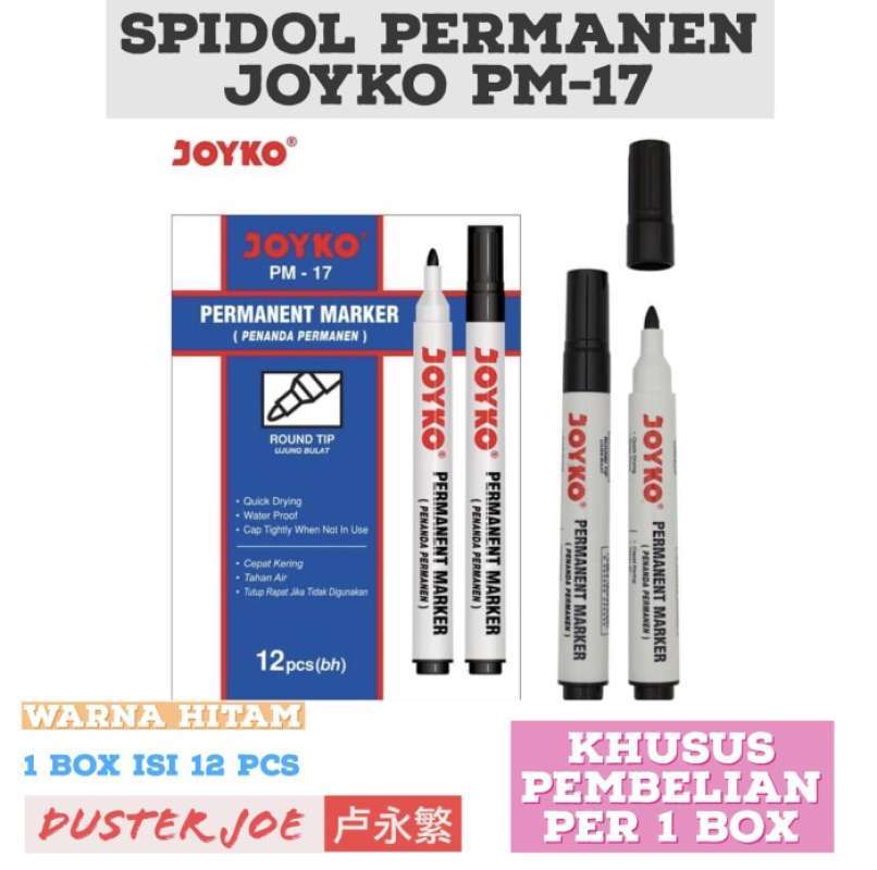 Jual Spidol Permanen Hitam Joyko Pm-17 Per 1 Box Di Seller Sunshop ...