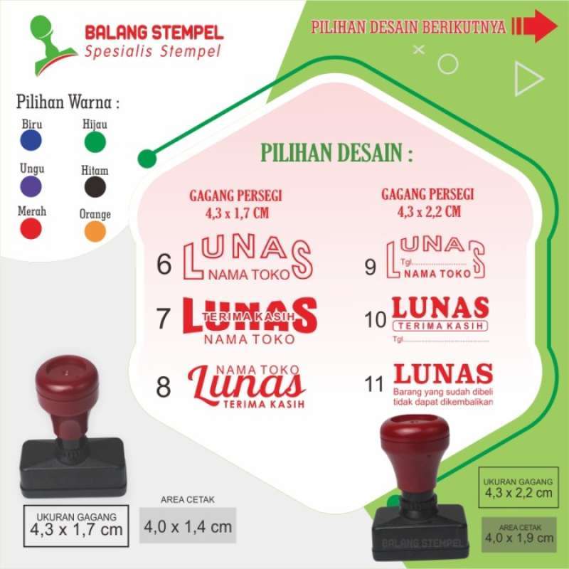 Jual Stempel Lunas Stampel Cap Stamp Flash Warna Otomatis Toko Balang ...