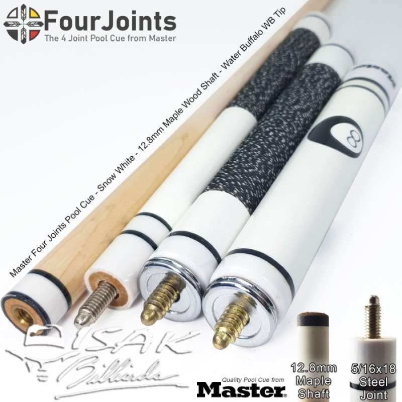 Jual Master 4 Four Joints Pool Cue White - Maple Billiard Stick Stik ...