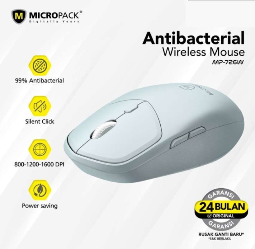Jual Micropack Mouse Wireless Antibacterial Silent Click Mp-726w Di ...