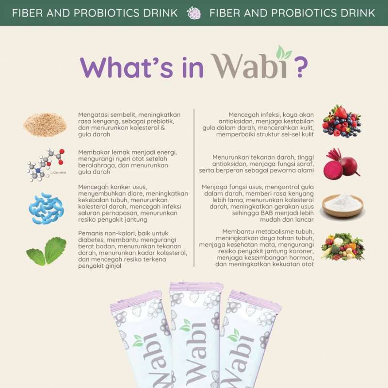Jual Wabi Fiber & Probiotics Drink / Minuman Probiotik Untuk Kesehatan ...
