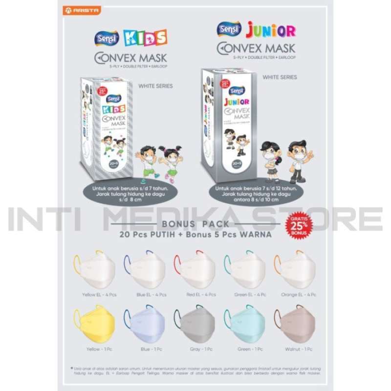 Promo Sensi - Convex Mask 5 Ply Junior | Masker Anak Karet Earloop Medis Diskon 23% Di Seller ...