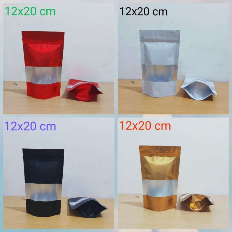 Jual Kemasan Kopi 100gr Standing Pouch Window Metalized Ukuran 12x20 Cm ...