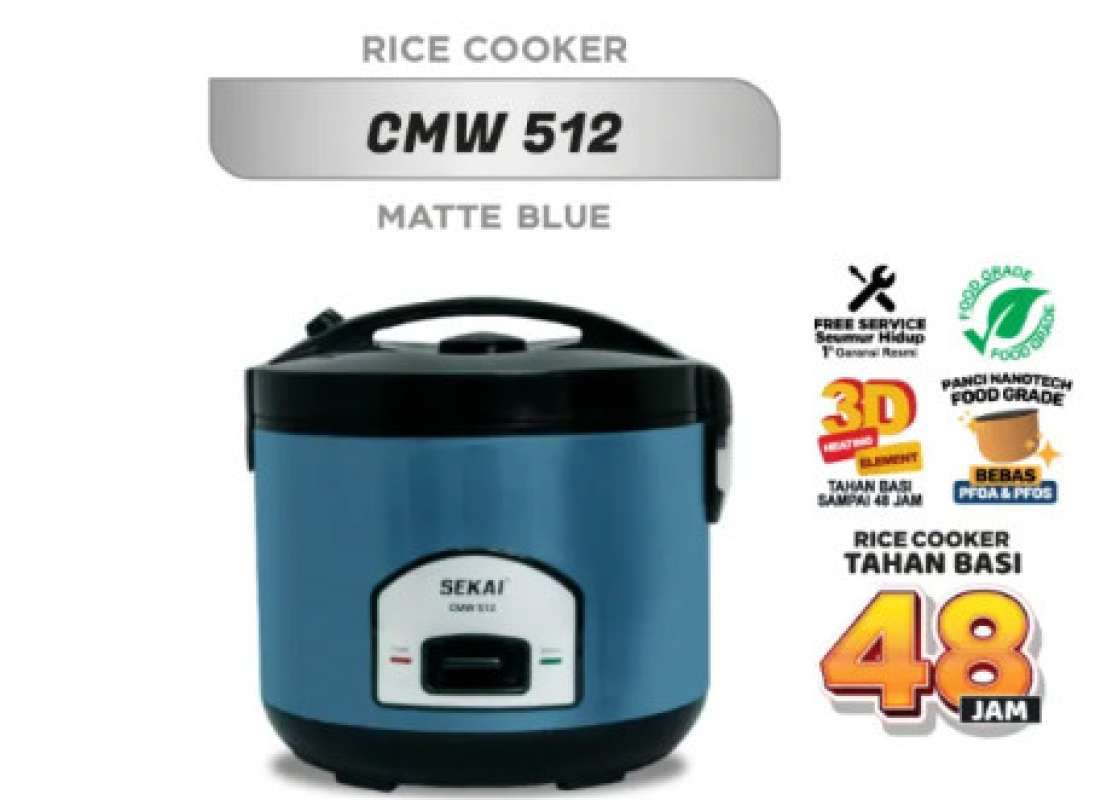 Jual Sekai Rice Cooker Cmw-512 Magic Com 3 In 1 Ukuran 1.8 Liter Warna ...