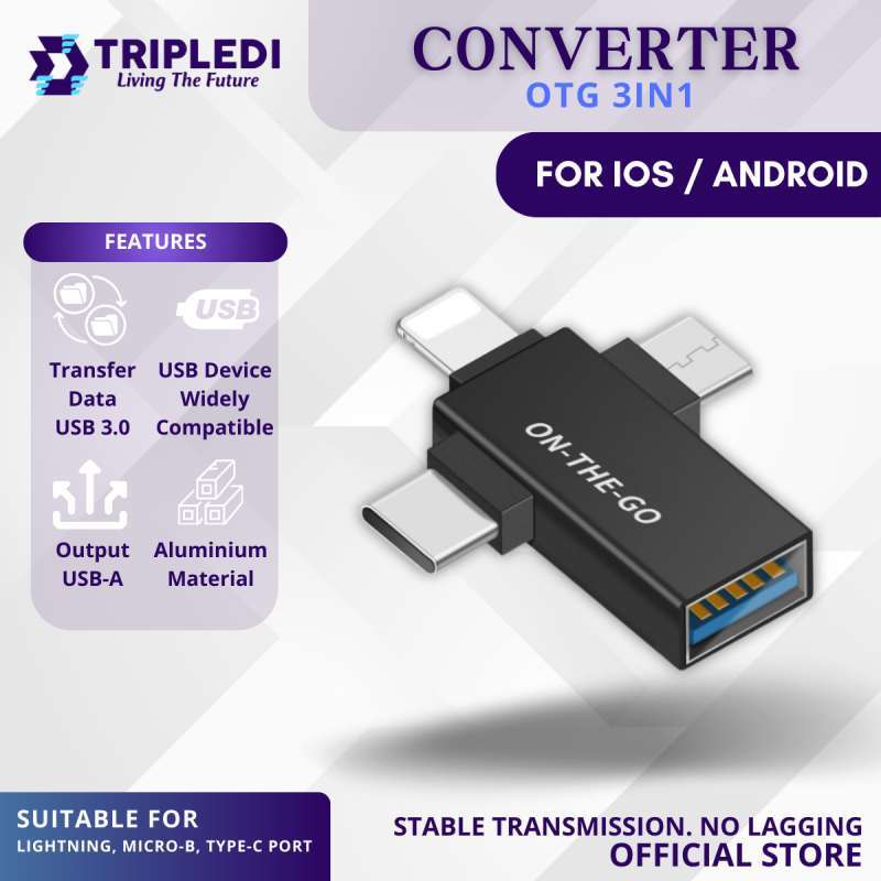 Jual Tripledi Otg 3in1 Lightning Micro Usb Type C To Usb 3.0 Td5202 Converter Adapter Flashdisk ...