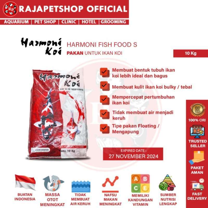 Jual Harmoni Koi Food S / M / L 10kg Pelet Koi Growth Pertumbuhan Ikan Koi - L 10kg Di Seller ...